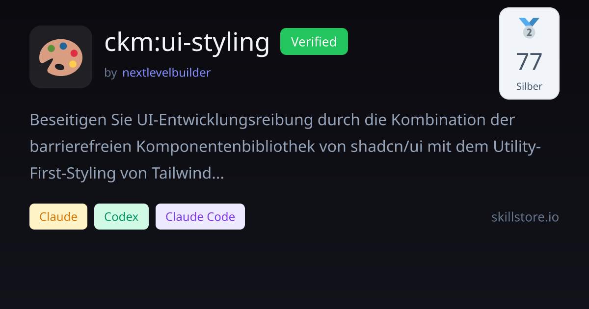 ckm:ui-styling - UI-Stil-Toolkit – shadcn/ui, Tailwind CSS & Canvas ...