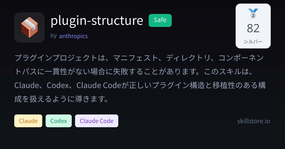 plugin-structure - Claude Codeプラグインを作成する - Skillstore