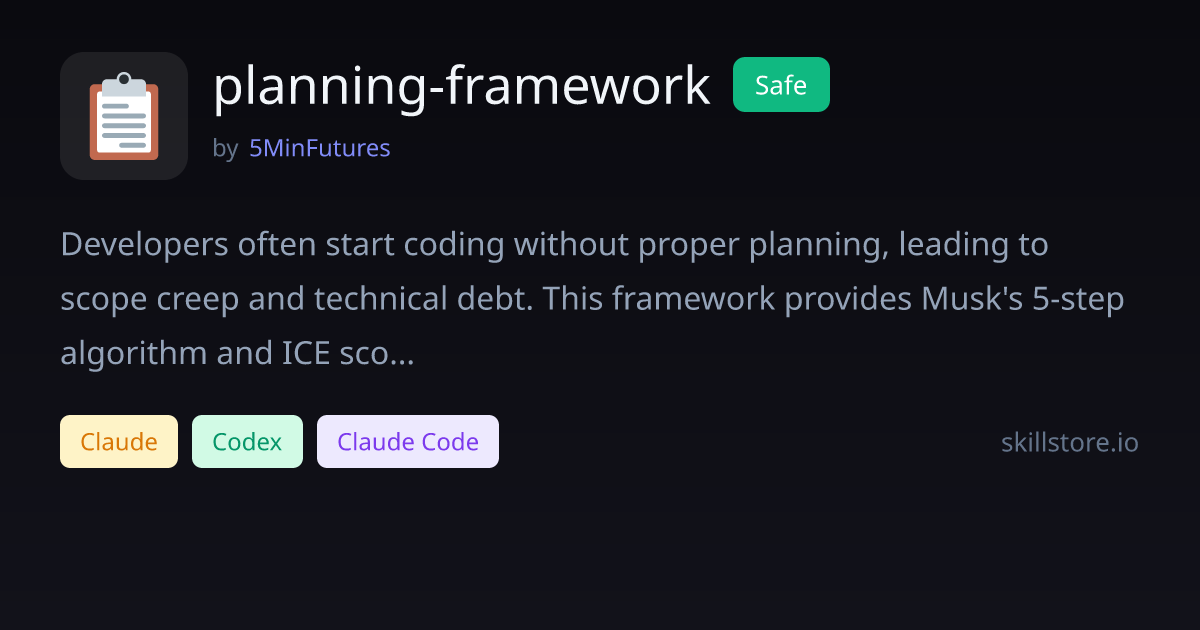 planning-framework - Apply Structured Thinking Before Coding - Skillstore