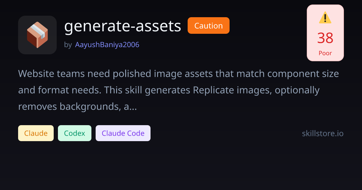generate-assets - Generate AI images for web components - Skillstore
