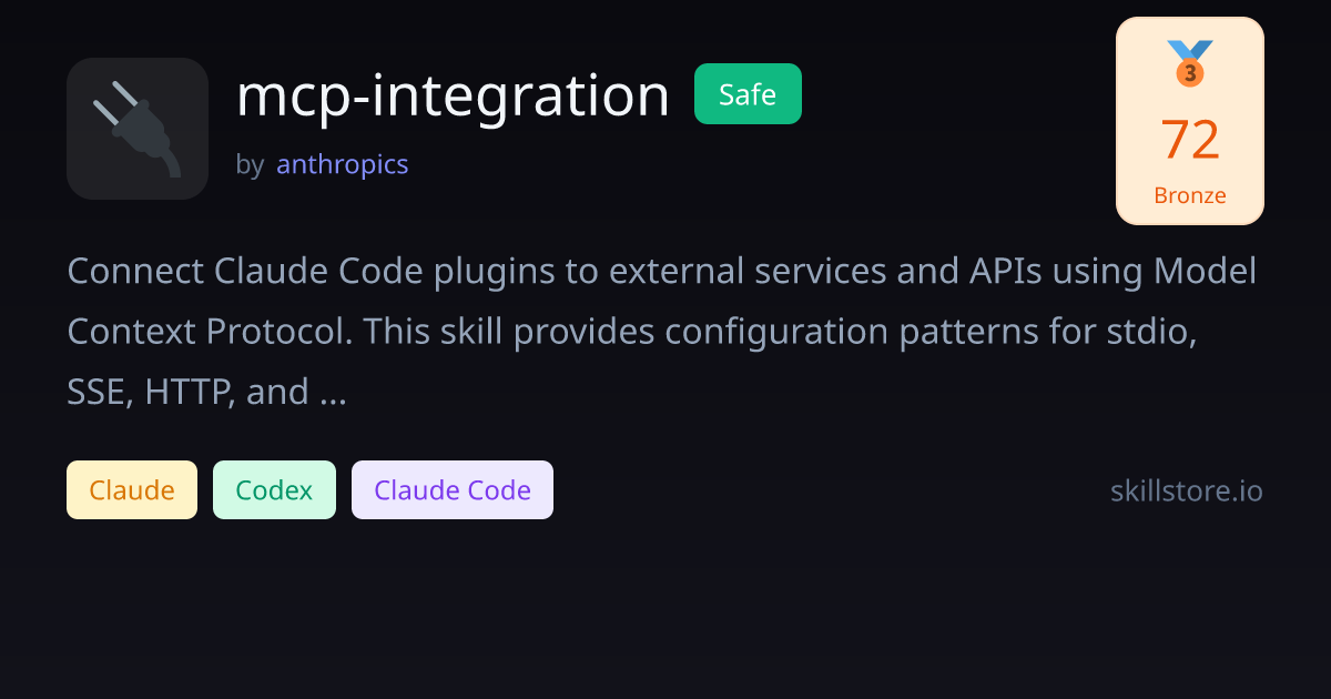 mcp-integration - Integrate MCP servers into Claude Code plugins ...
