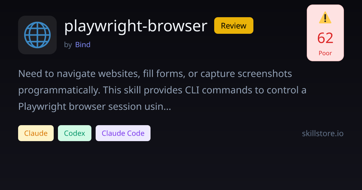 playwright-browser - Automate browser tasks with Playwright - Skillstore