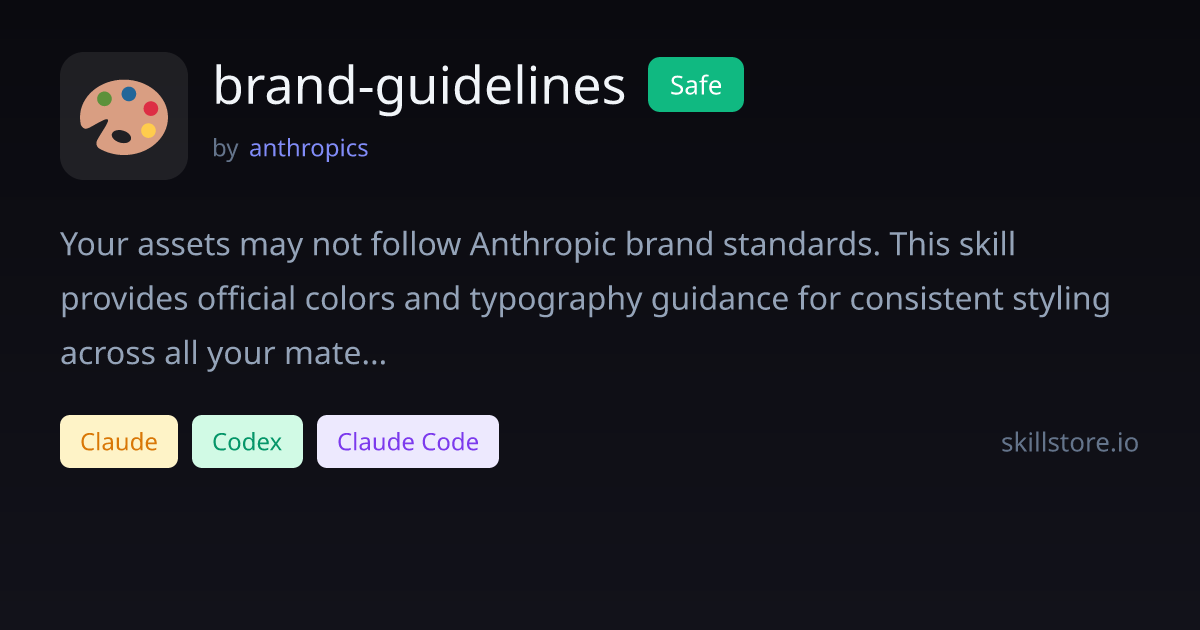 brand-guidelines - Apply Anthropic brand styling - Skillstore