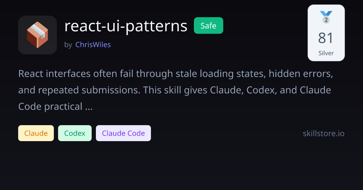 react-ui-patterns - Build React UIs with Modern Patterns - Skillstore