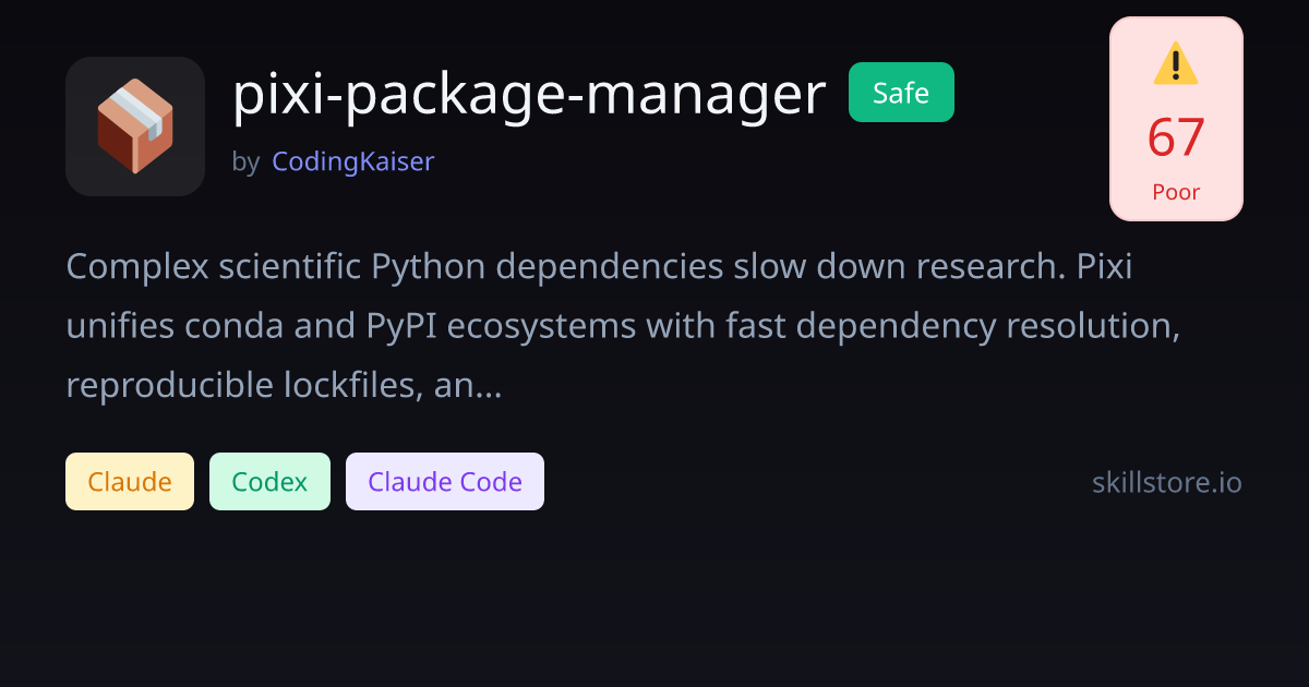pixi-package-manager - Manage scientific Python with pixi - Skillstore