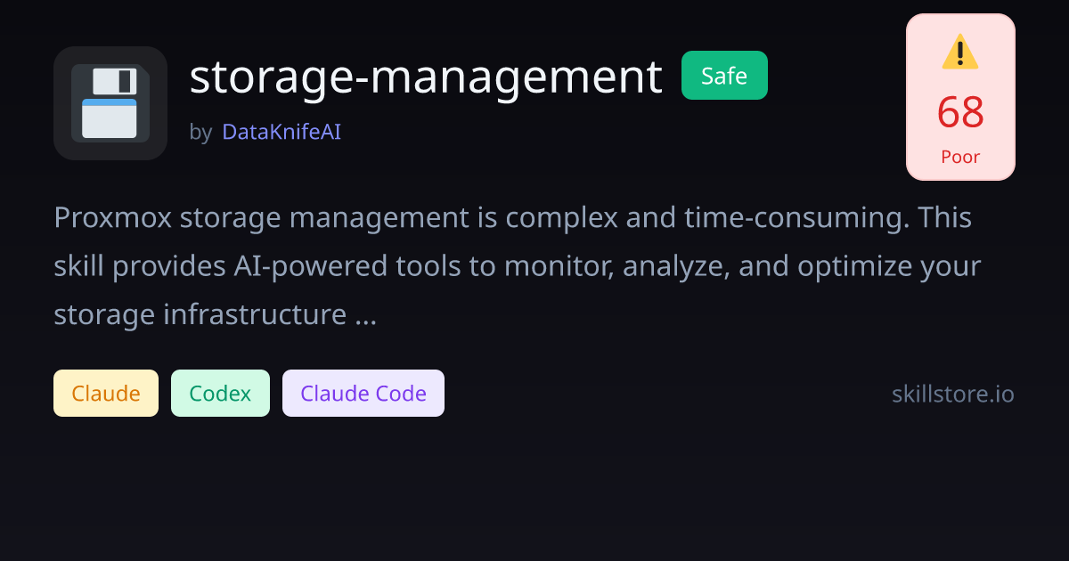 storage-management - Manage Proxmox Storage Infrastructure - Skillstore