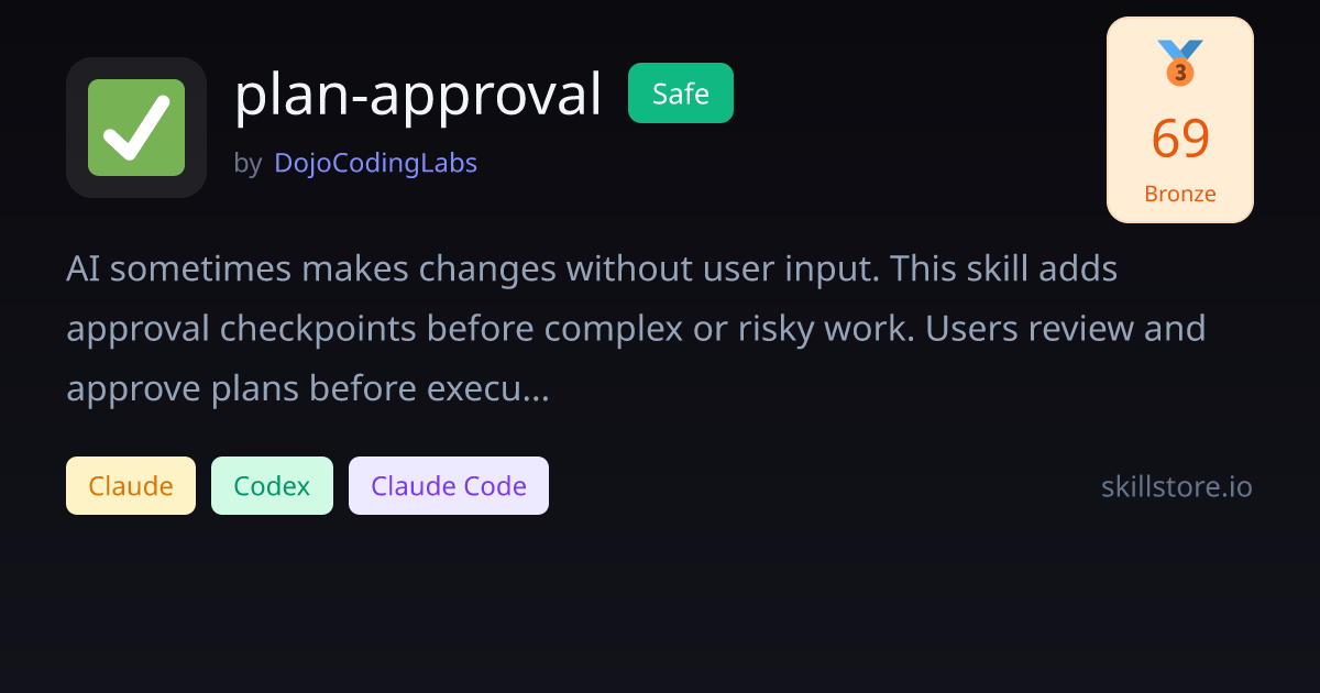 plan-approval - Enable user control over AI actions with plan approvals ...