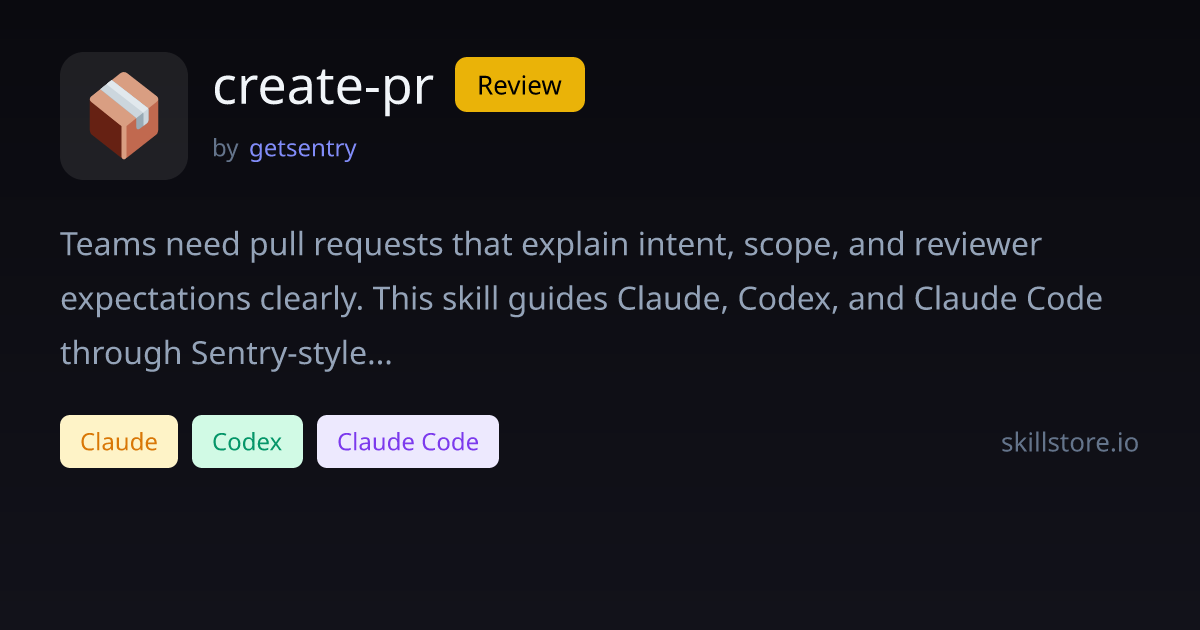 create-pr - Create pull requests with Sentry conventions - Skillstore