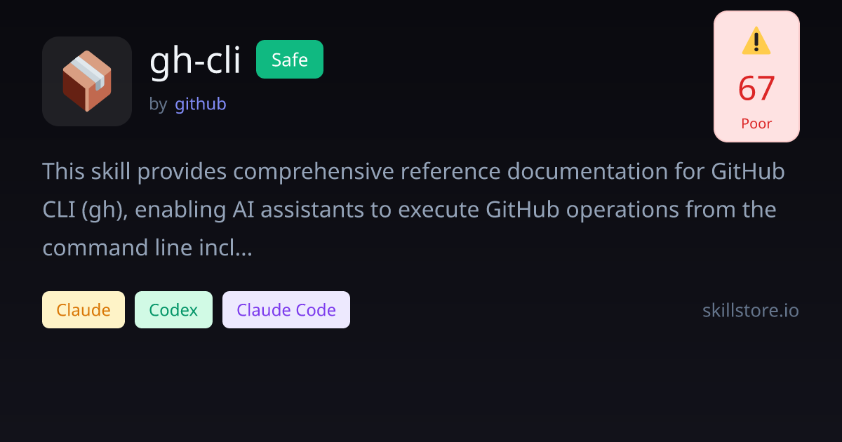 gh-cli - GitHub CLI Reference - Skillstore
