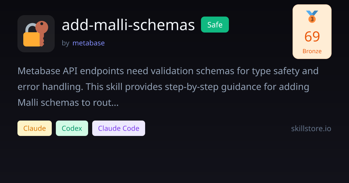 add-malli-schemas - Add Malli Schemas to API Endpoints - Skillstore