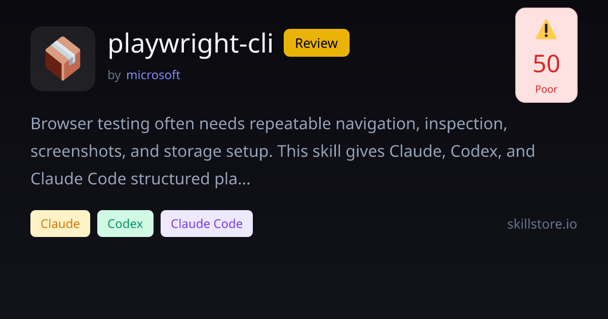 playwright-cli - Automate browser testing and web interactions - Skillstore