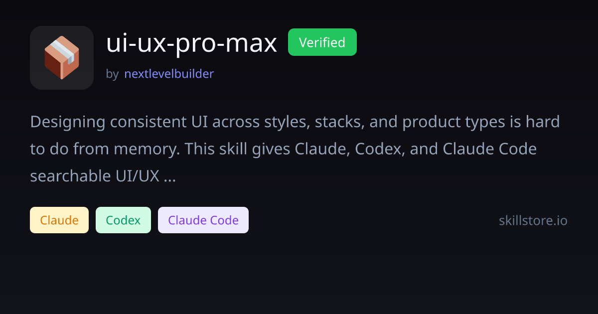 ui-ux-pro-max - Create professional UI/UX designs - Skillstore
