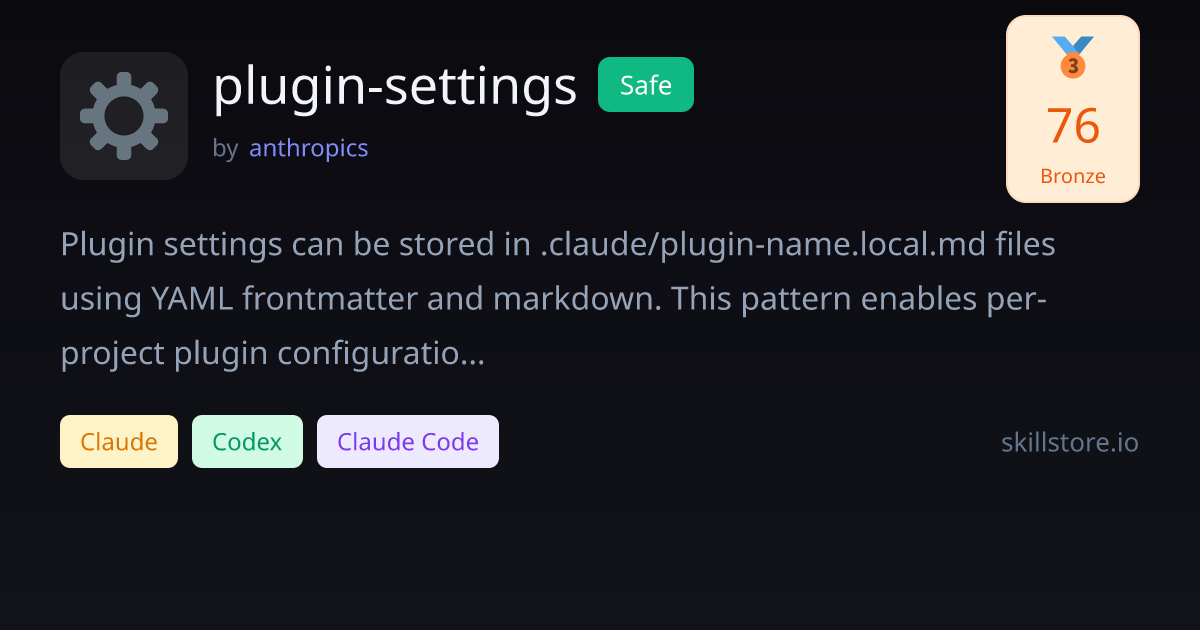 plugin-settings - Configure plugin settings with YAML frontmatter ...