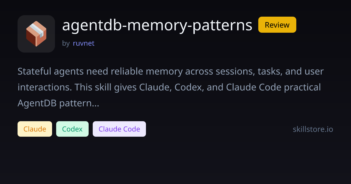 agentdb-memory-patterns - Implement Persistent Memory for AI Agents ...