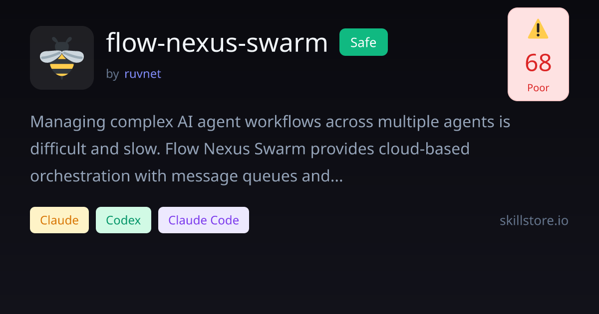 flow-nexus-swarm - Deploy AI Agent Swarms in the Cloud - Skillstore