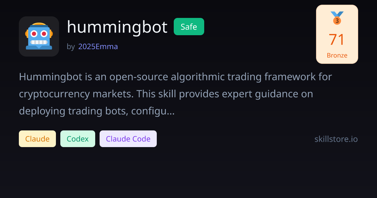 hummingbot - Build automated crypto trading strategies - Skillstore