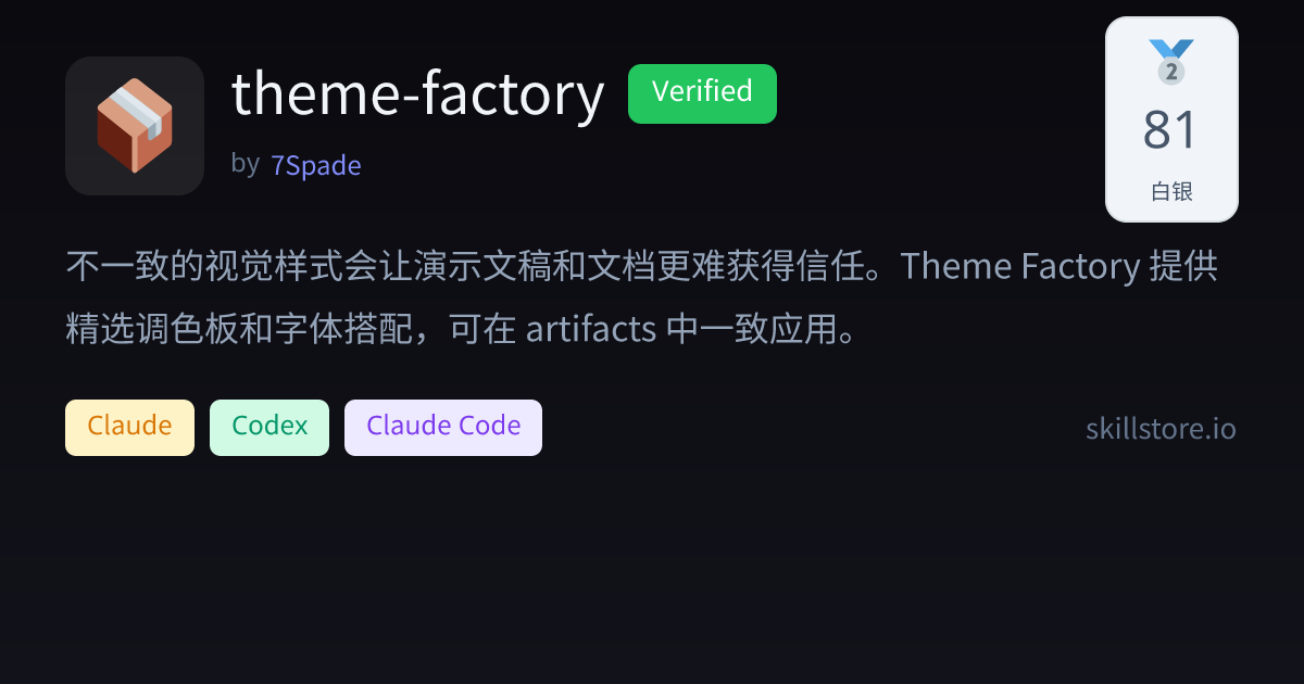 theme-factory - 为演示文稿应用专业主题 - Skillstore