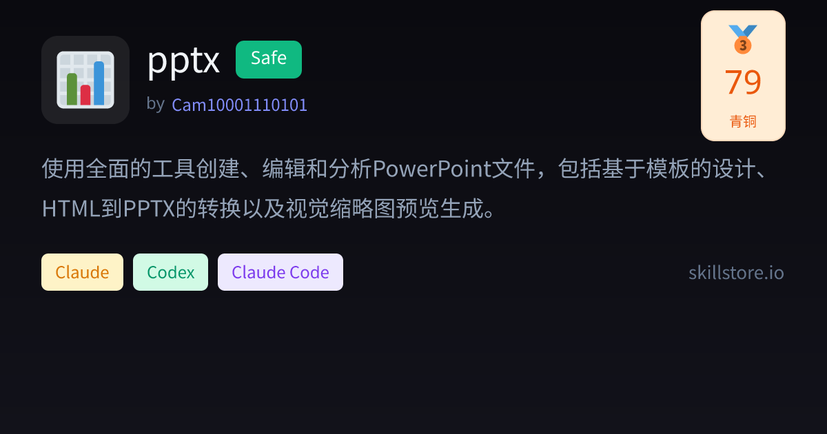 pptx - 创建和编辑PowerPoint演示文稿 - Skillstore