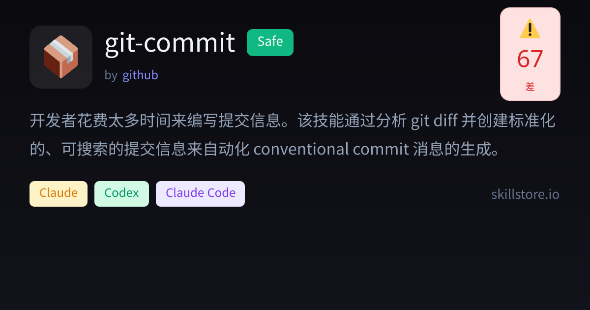 git-commit - 生成语义化 git 提交 - Skillstore